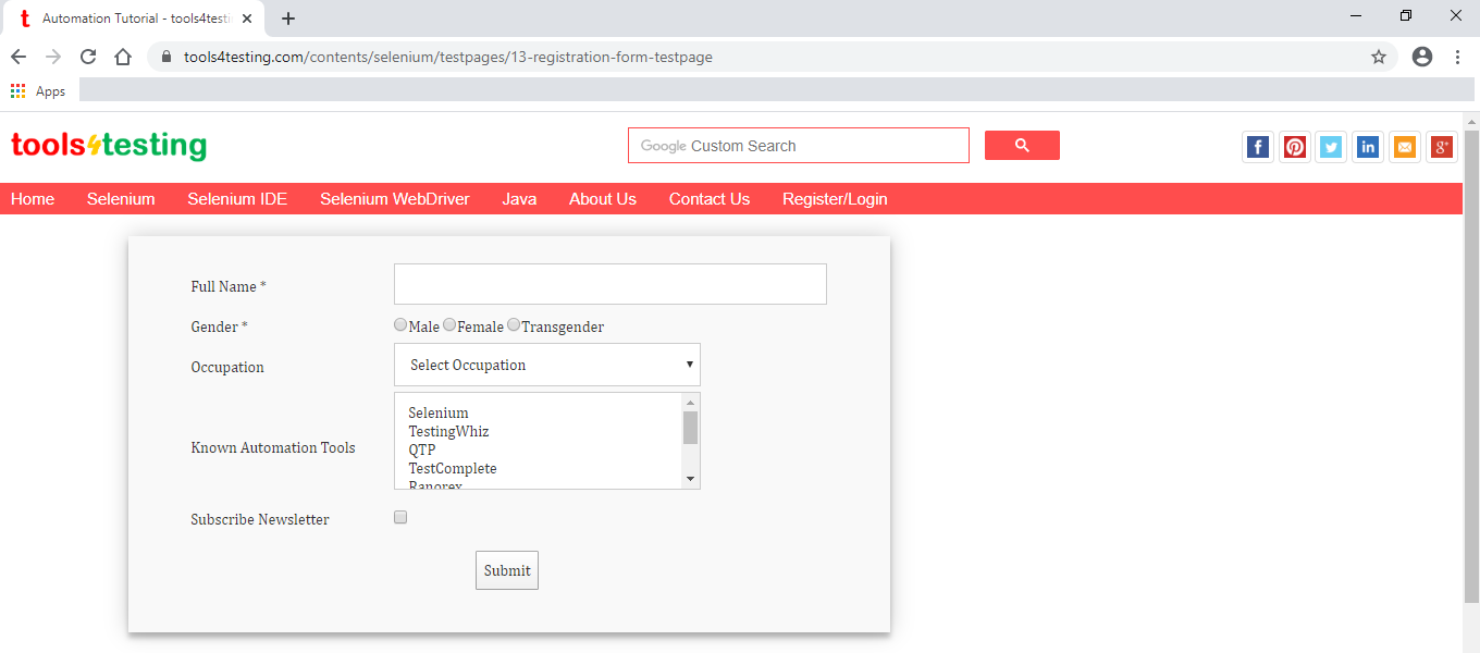 Handling textbox and textarea in Selenium webdriver - tools4testing Handling textbox and textarea in Selenium webdriver - tools4testing